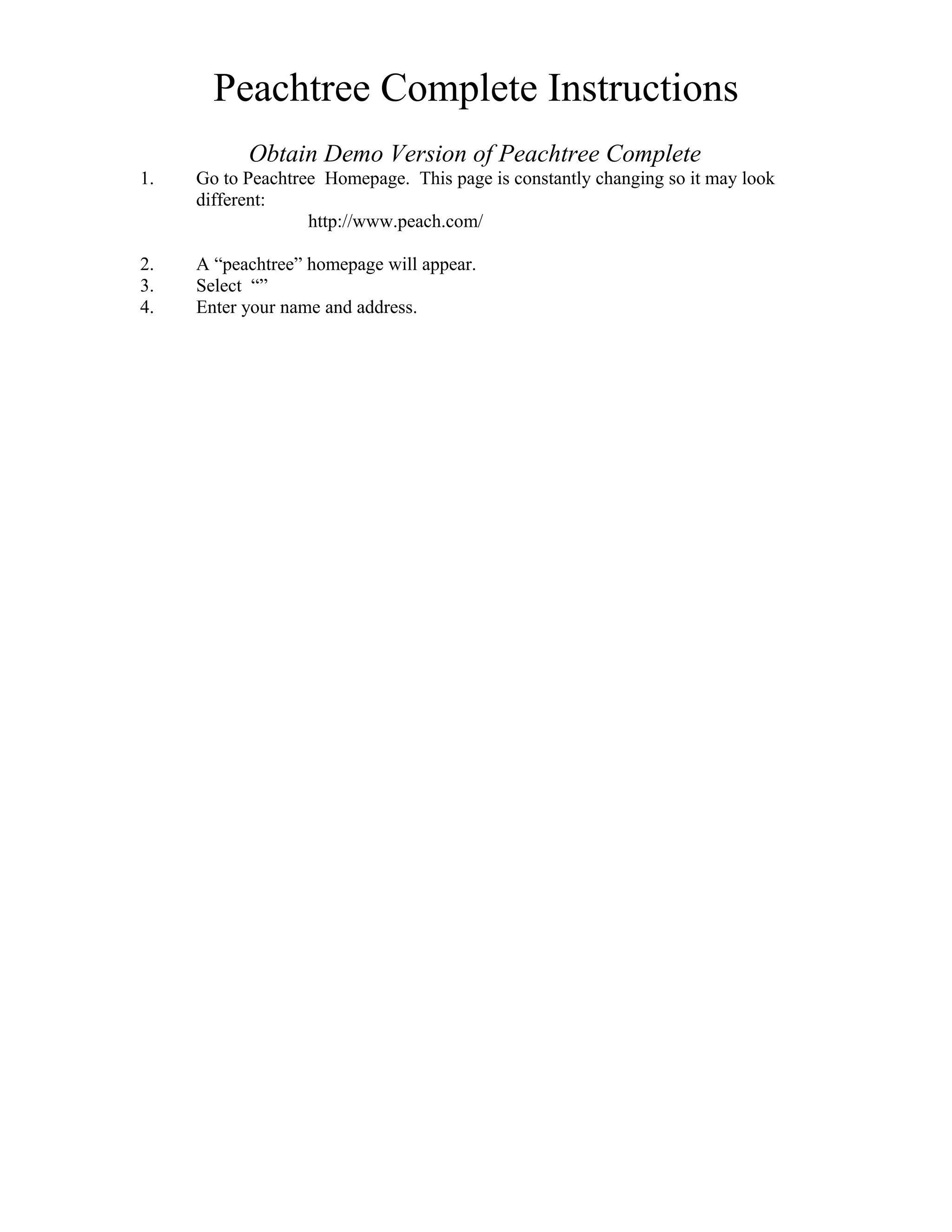 Peachtree complete instructions | DOC