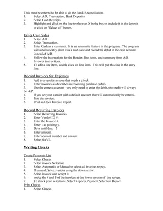 Peachtree complete instructions | DOC
