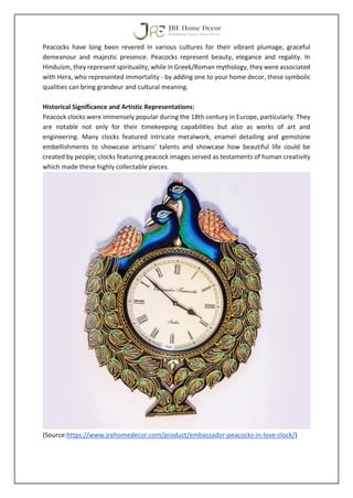 Peacock Clocks: Symbolism and Cultural Significance in Home Décor | PDF