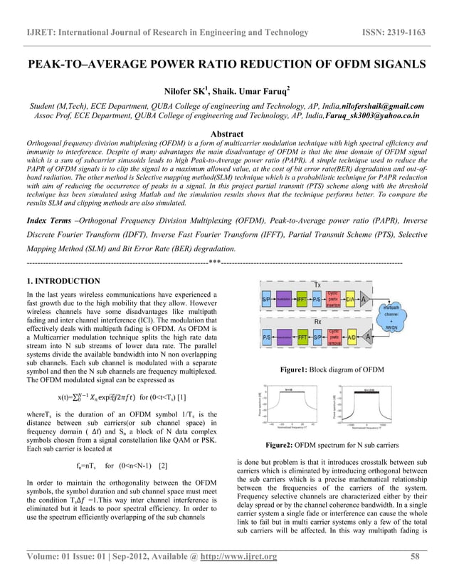 Peak to-average power ratio reduction of ofdm siganls | PDF