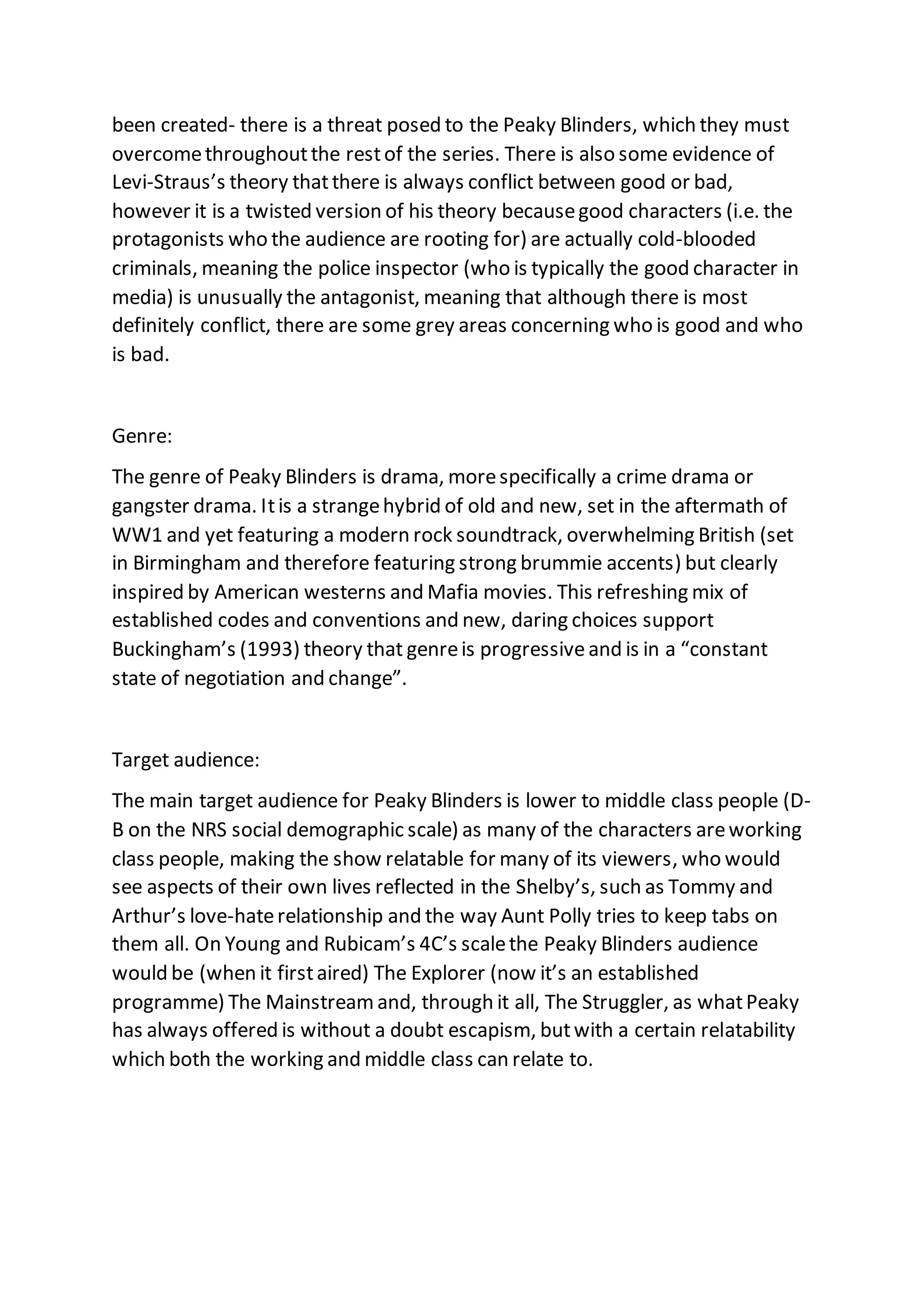 Peaky blinders script analysis done! | DOCX