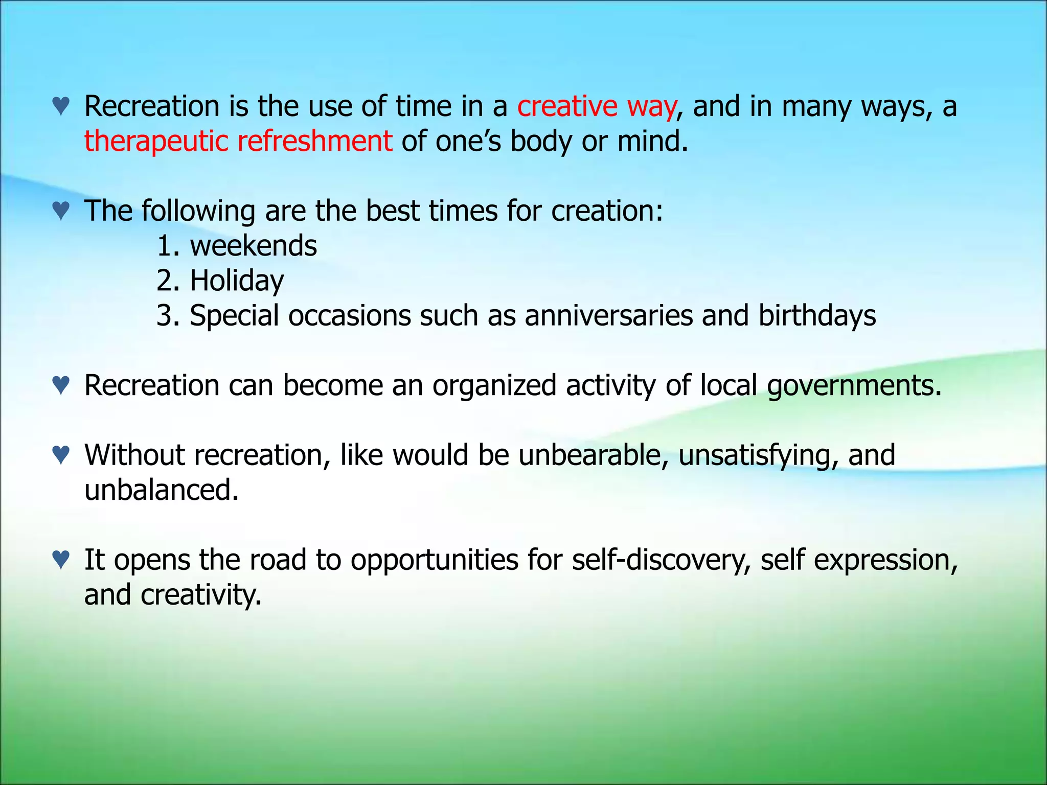 Pe and health Recreational Activities | PPT