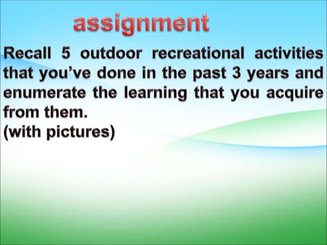 Pe and health Recreational Activities | PPT