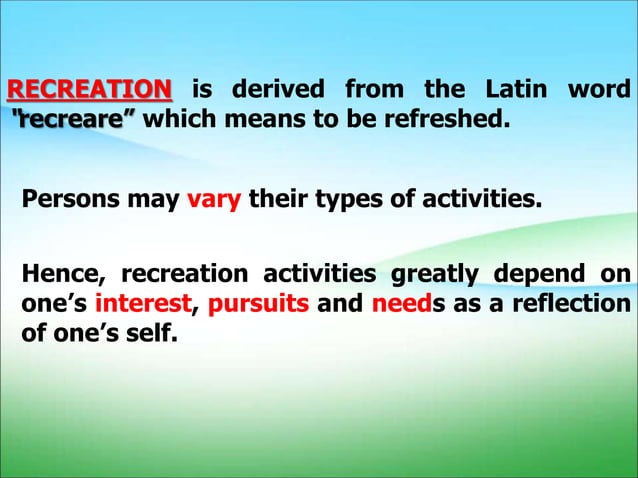Pe and health Recreational Activities | PPT