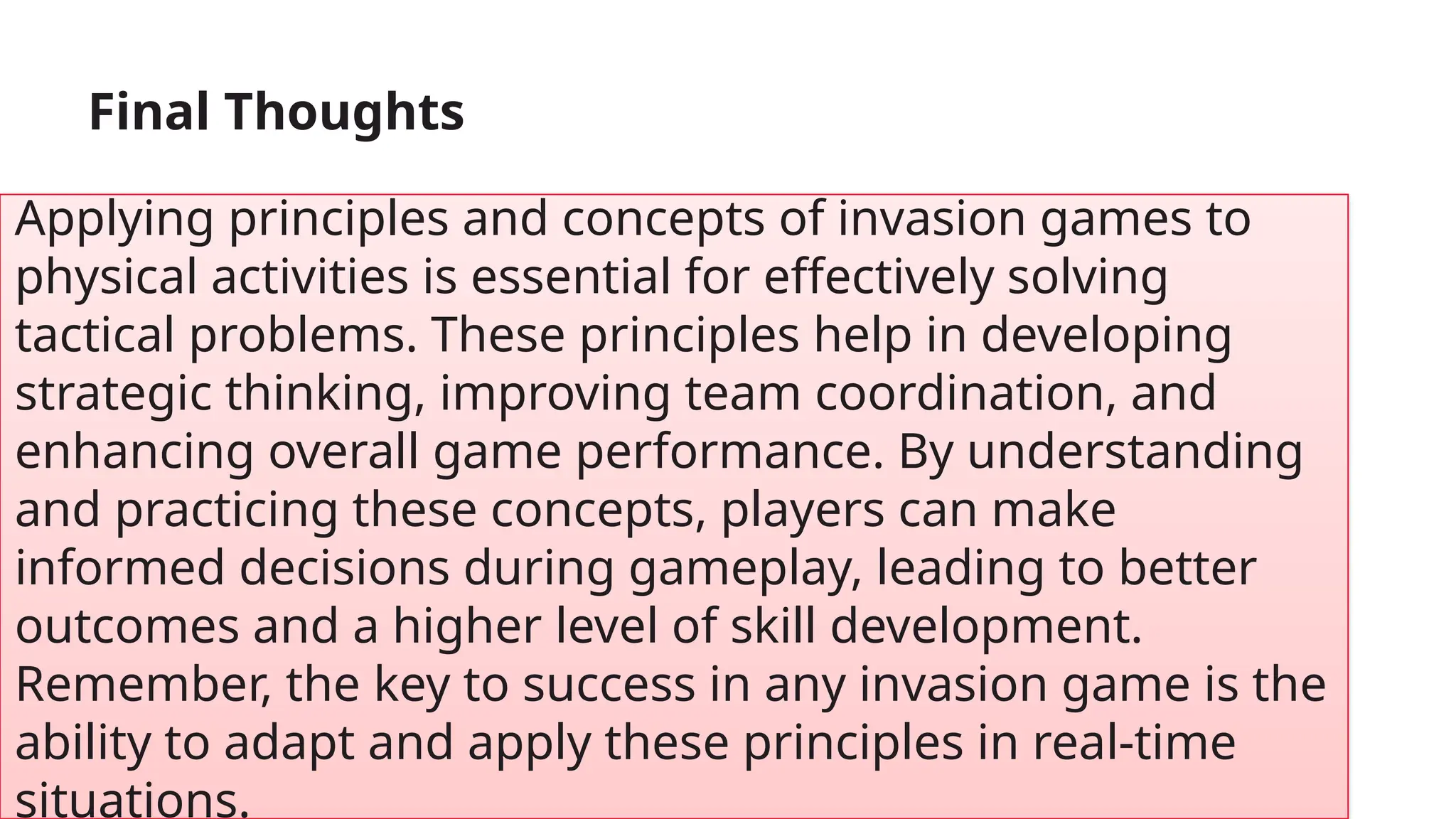 PE AND HEALTH 7 Q2 4Applying Principles and Concepts of Invasion Games ...