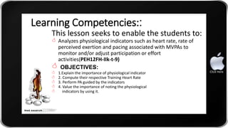 Pe and health 12 (Physiological Indicator) | PPTX