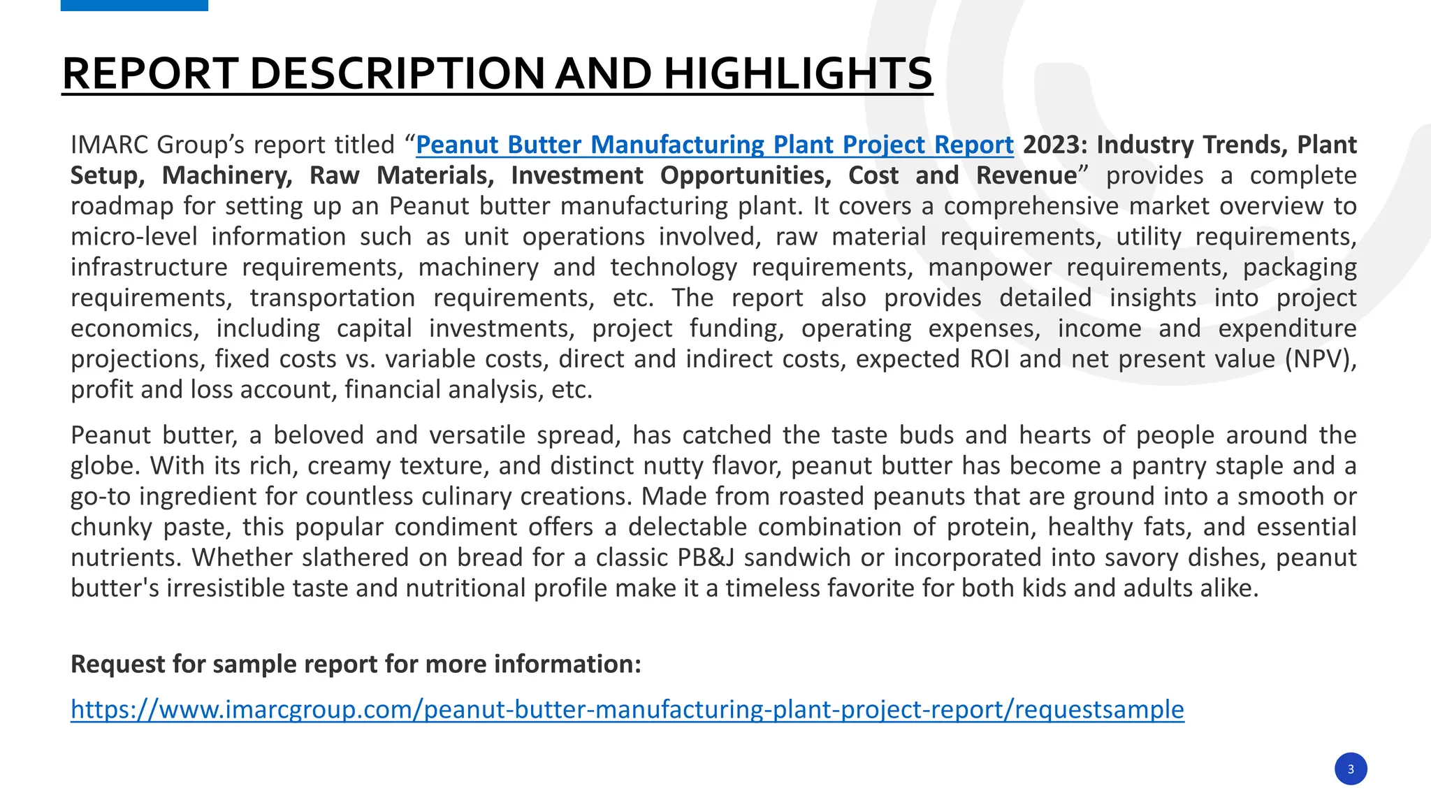 Project Report on Peanut Butter Manufacturing Plant | PPTX