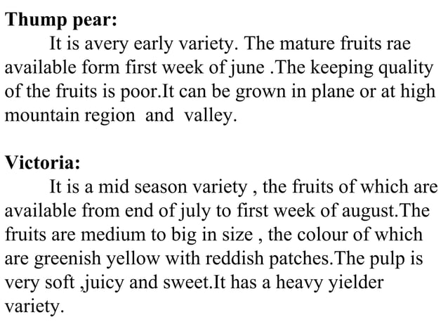 DESCRIPTION AND IDENTIFICATION OF VARIETIES IN PEAR | PPTX