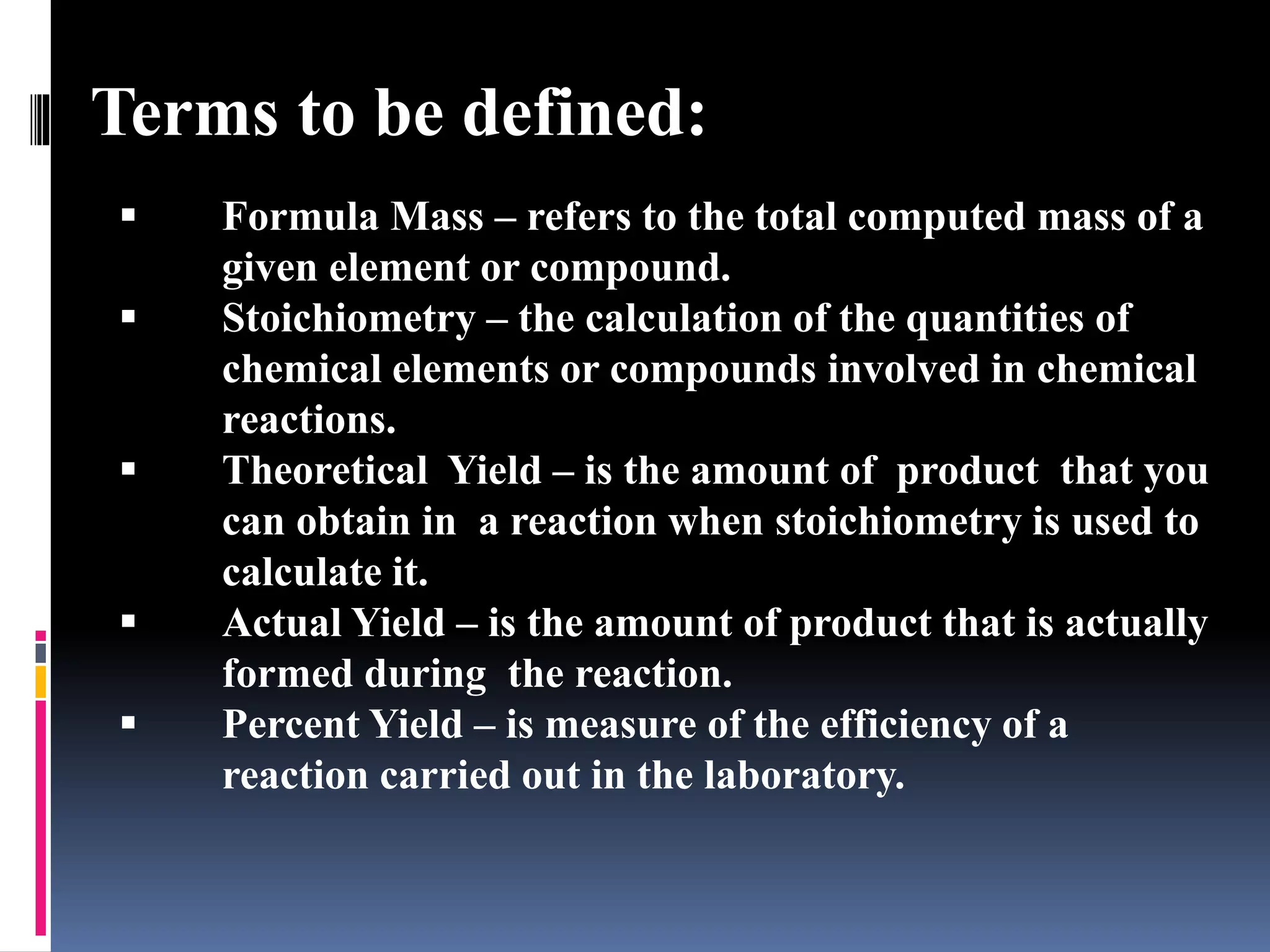 Reaction Yield | PPTX | Chemistry | Science