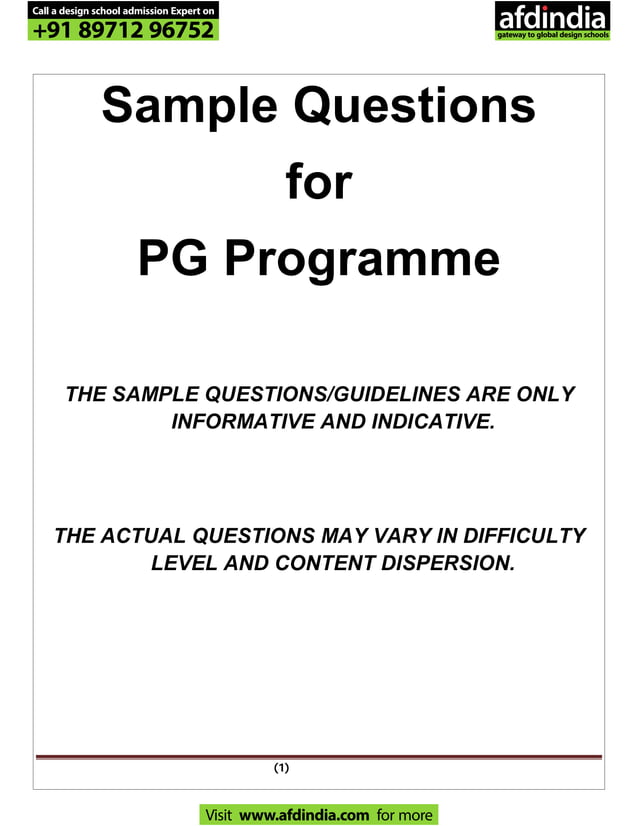 Pearl academy pg sample question paper | PDF | Travel Preparation and ...