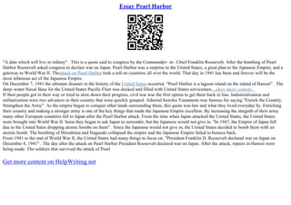 Pearl Harbor Essay | PDF | Death, Injury, or Military Conflict ...