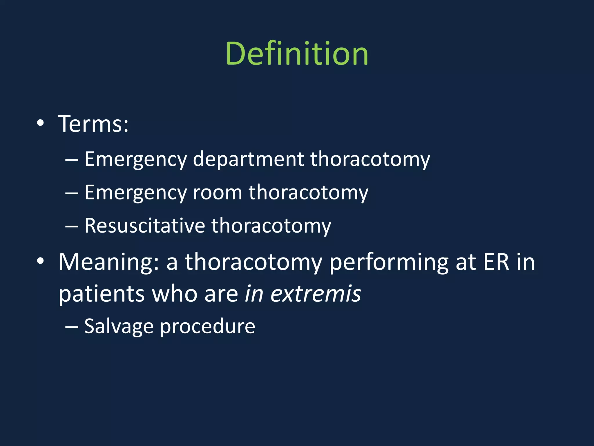 Pearls of Emergency Department Thoracotomy | PPTX