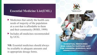 PEARL`S PHARMACOLOGY PPT ON ESSENTIAL DRUG LIST, DRUG FORMULARY | PPTX