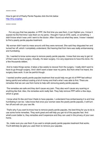 Pearly Penile Papules Treatment - Ways to Remove Pearly Penile Papules