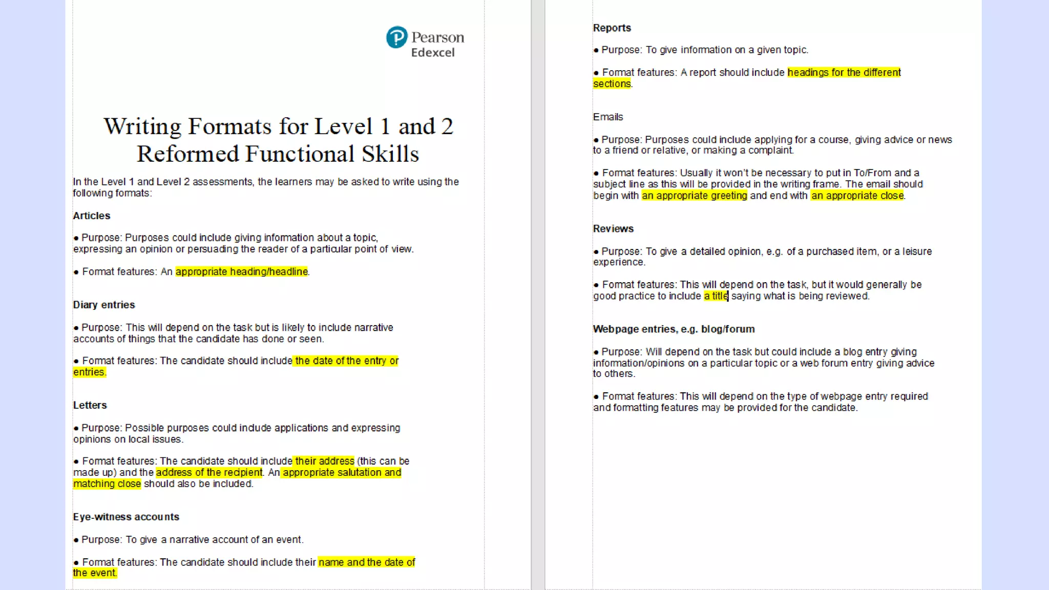FS English Level 2 – March 16, 2023 (Writing Format, purpose and ...