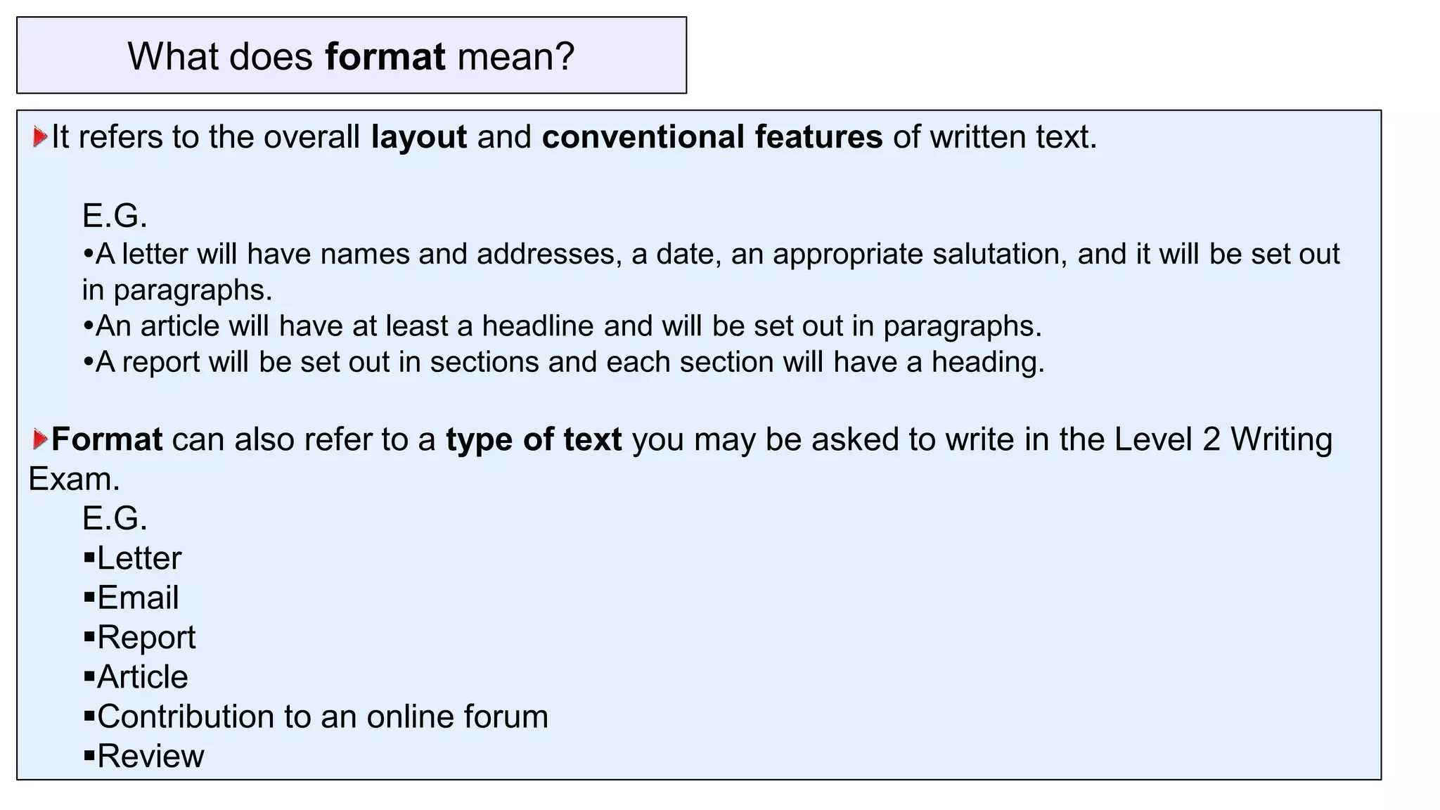 FS English Level 2 - March 16, 2023 (Writing Format, purpose and ...