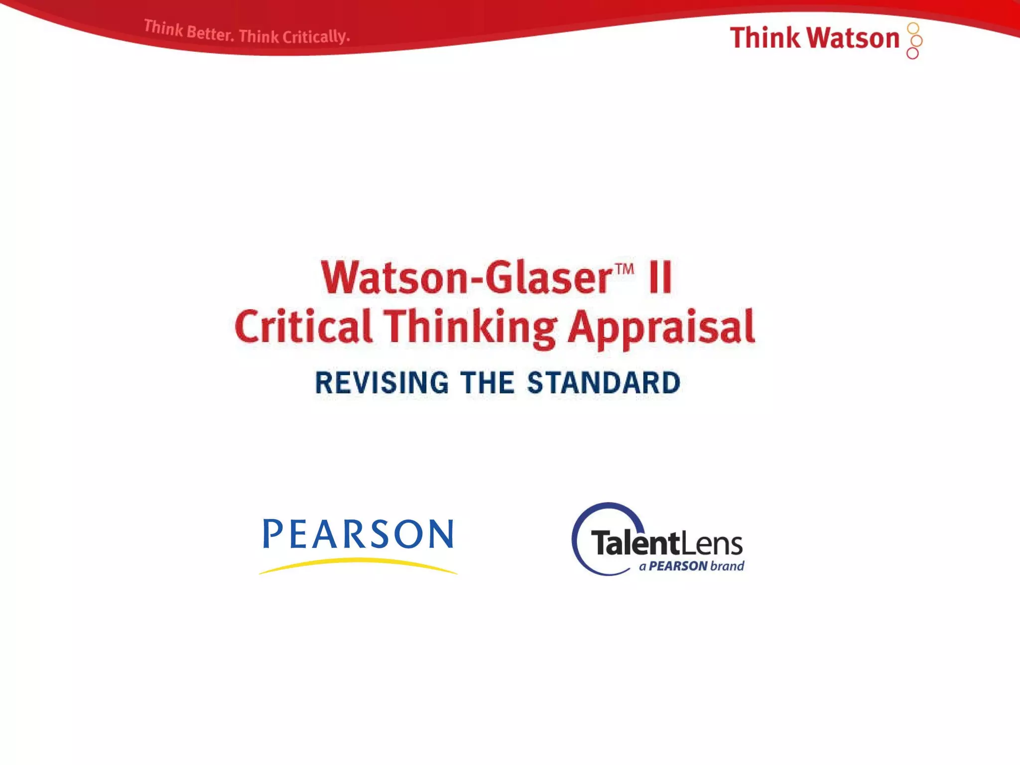 Watson-Glaser II Technical Details | PPT