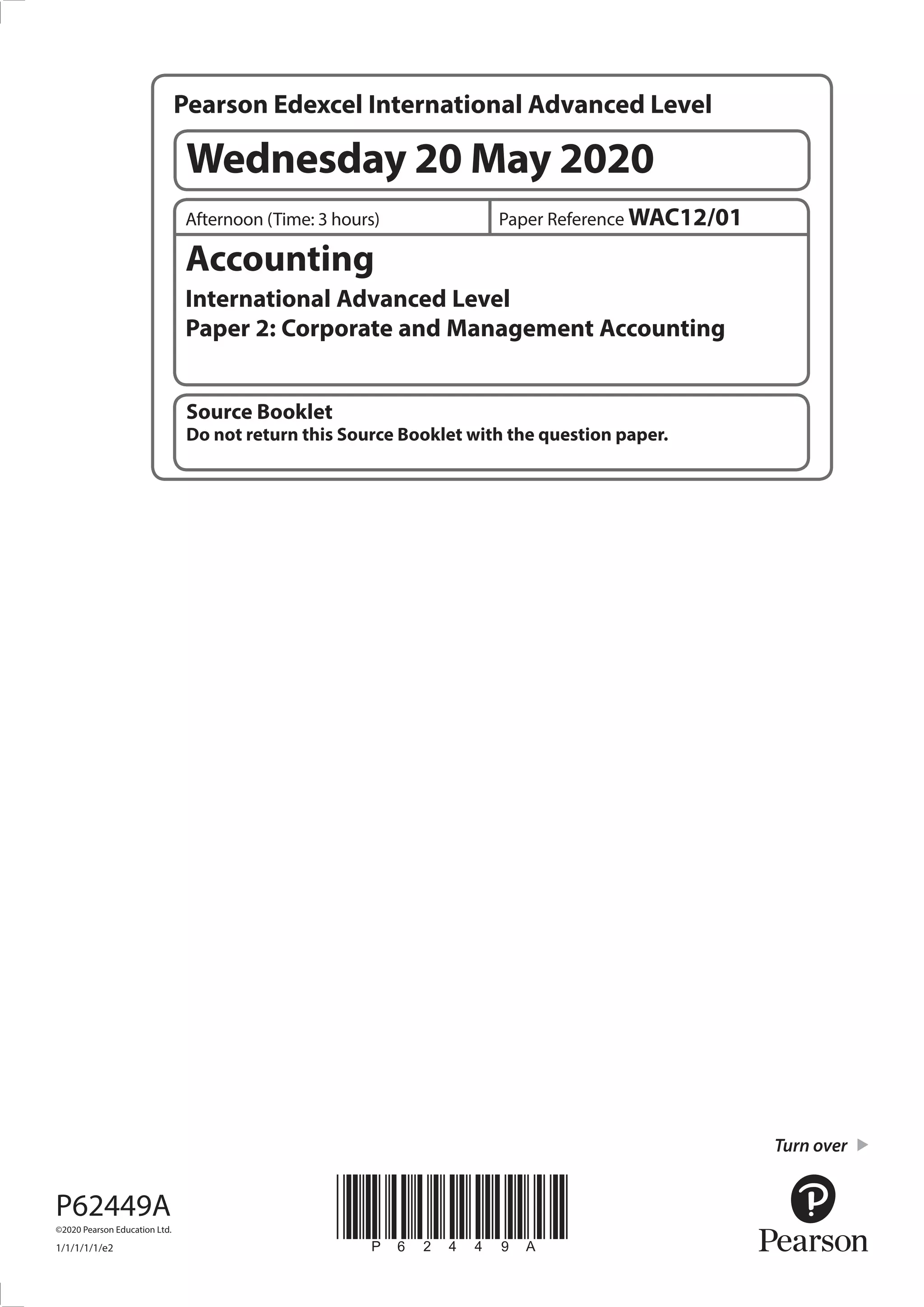 Pearson edexcel ial accounting may 2020 unit 02 corporate and ...
