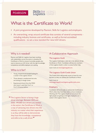Pearson and Skills for Logistics Certificate to Work | PDF