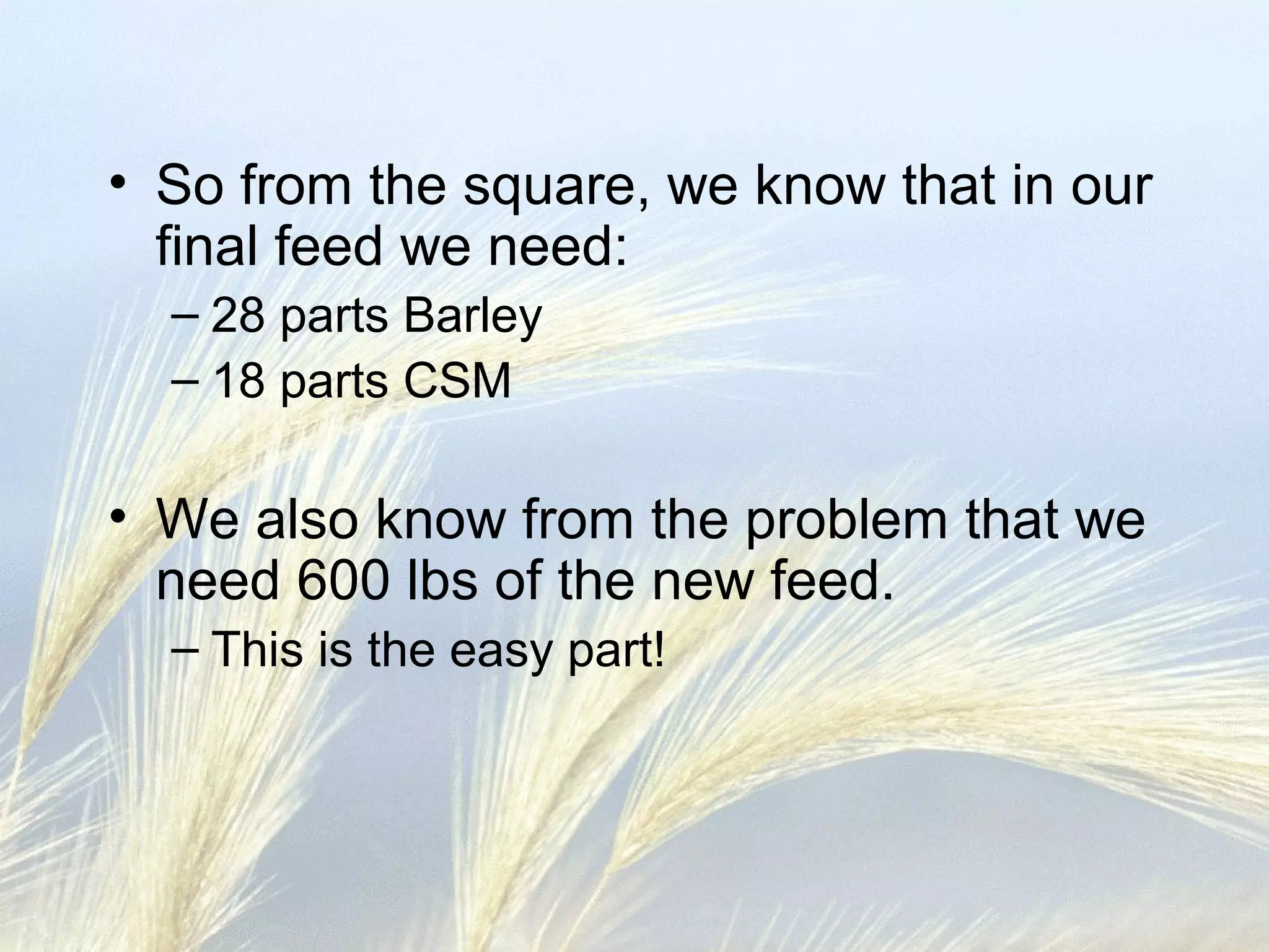 Pearson square - Balancing Rations | PPT