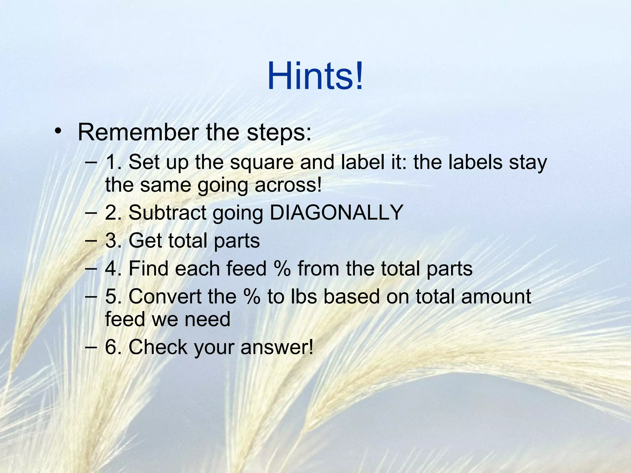 Pearson square - Balancing Rations | PPT