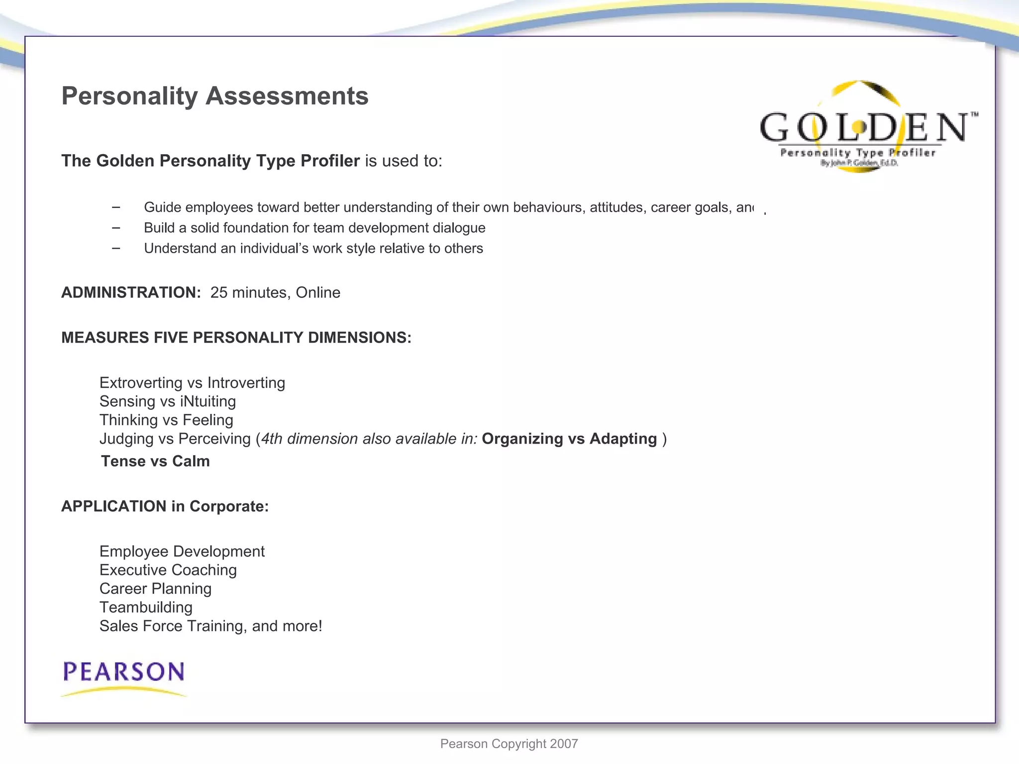 Pearson talent assessment corporate presentation | PPT