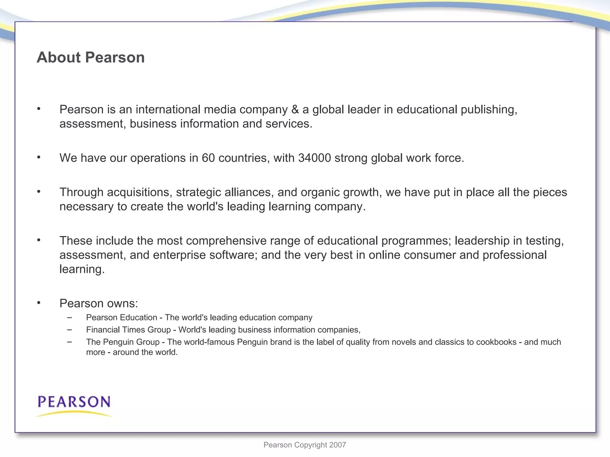 Pearson talent assessment corporate presentation | PPT