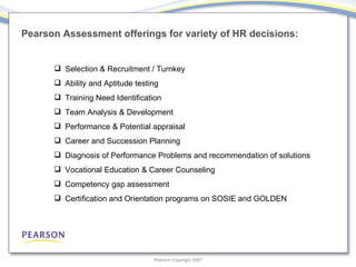 Pearson talent assessment corporate presentation | PPT