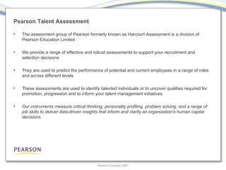 Pearson talent assessment corporate presentation | PPT