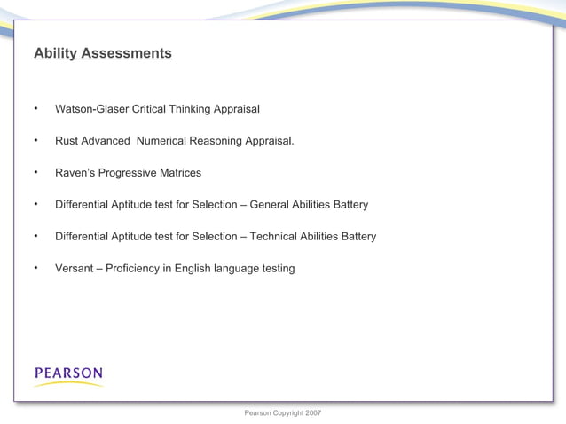 Pearson talent assessment corporate presentation | PPT
