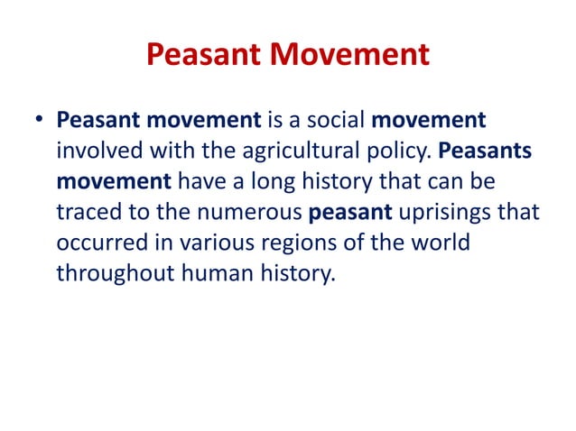 Peasant Movements.ppt | Land and Farms | Real Estate