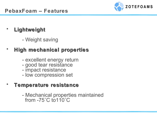 Pebax foam introduction march13 | PPT | Chemistry | Science
