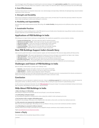 PEB Buildings The construction industry in India | PDF
