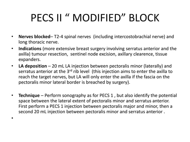 Pec I and PECS II, serratus anterior block | PPTX
