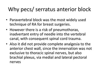 Pec I and PECS II, serratus anterior block | PPTX