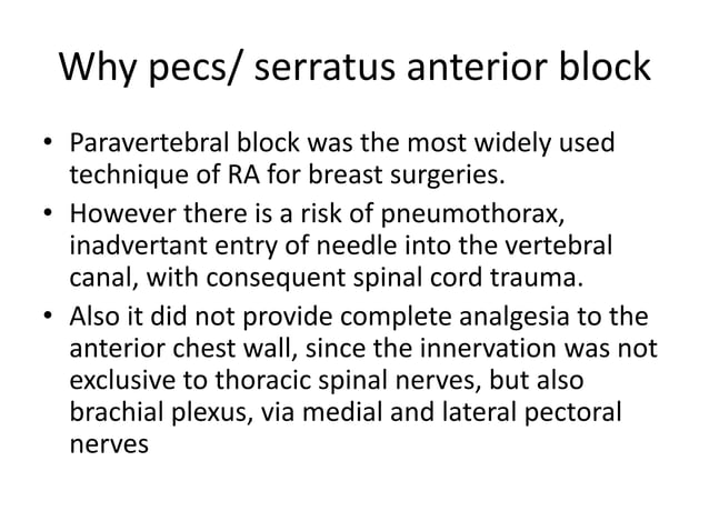 Pec I and PECS II, serratus anterior block | PPTX