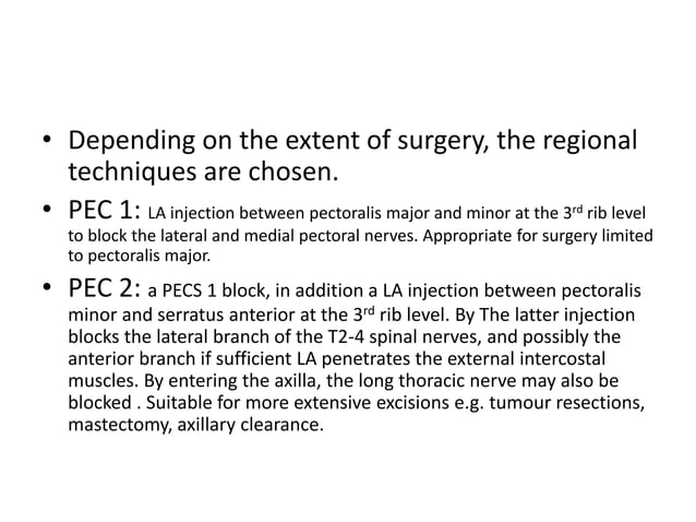 Pec I and PECS II, serratus anterior block | PPTX