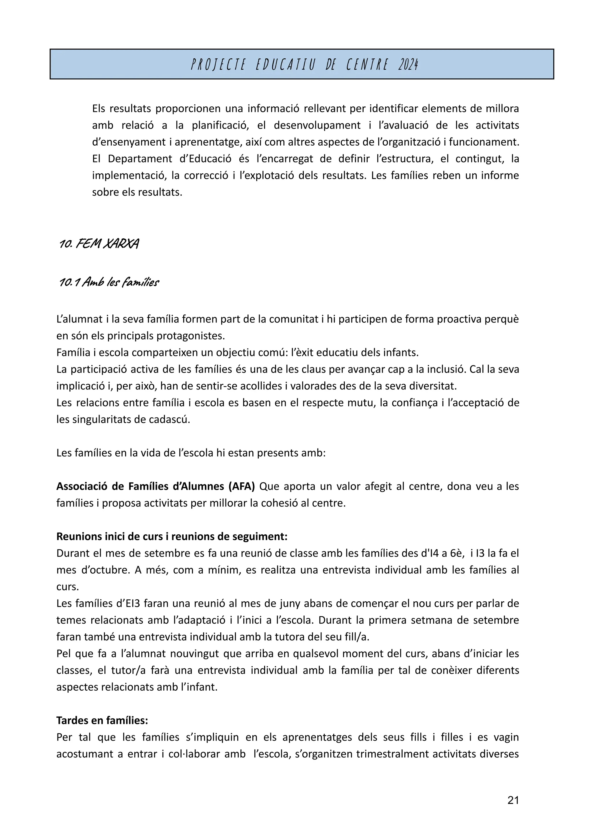 PEC 2023 - 2024. Escola Roser Capdevila. | PDF