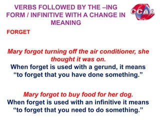 PEC 8 - LESSON 2 - VERBS FOLLOWED BY THE –ING FORM / INFINITIVE WITH A ...