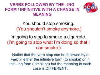 PEC 8 - LESSON 2 - VERBS FOLLOWED BY THE –ING FORM / INFINITIVE WITH A ...