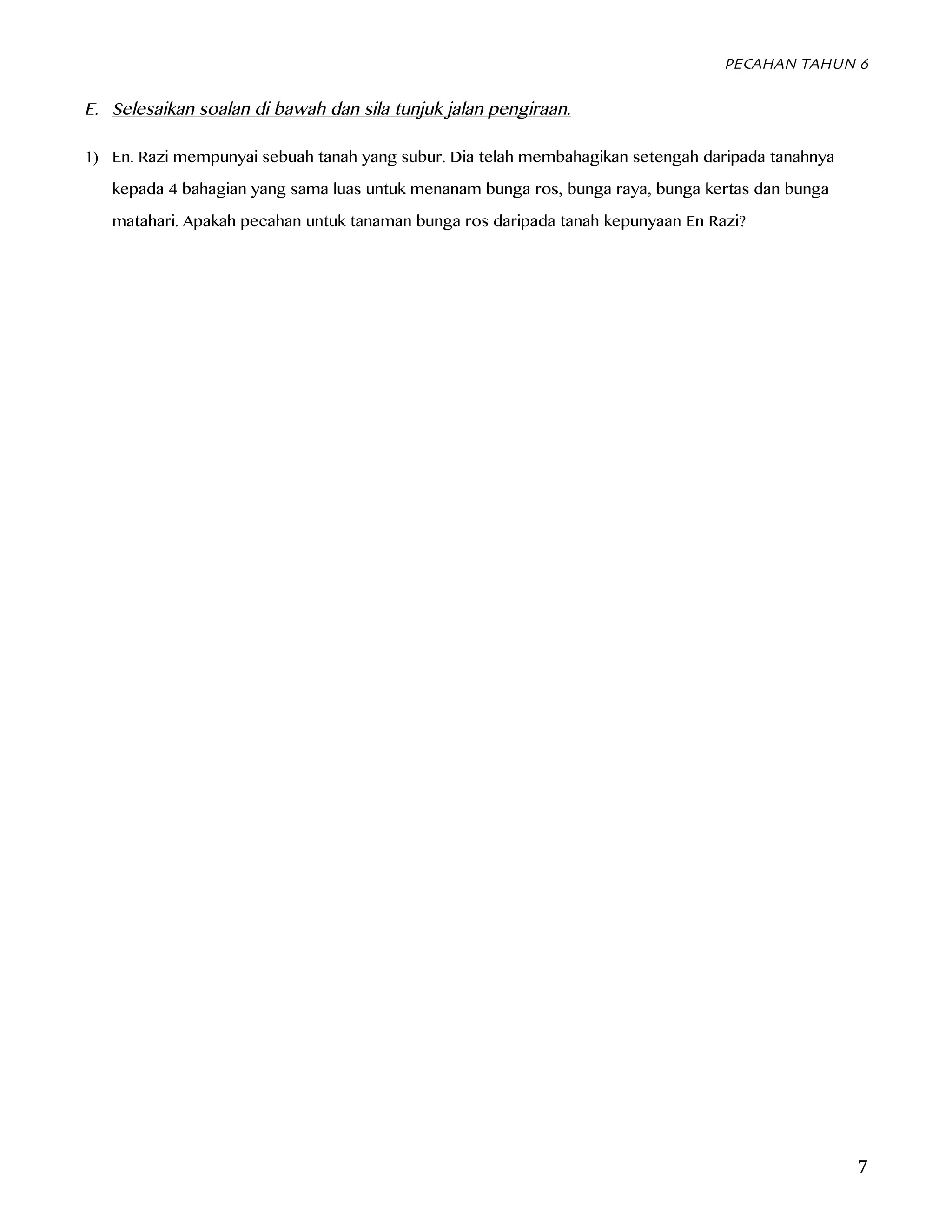 Latihan Pecahan Tahun 6 (Operasi Darab & Bahagi) | PDF