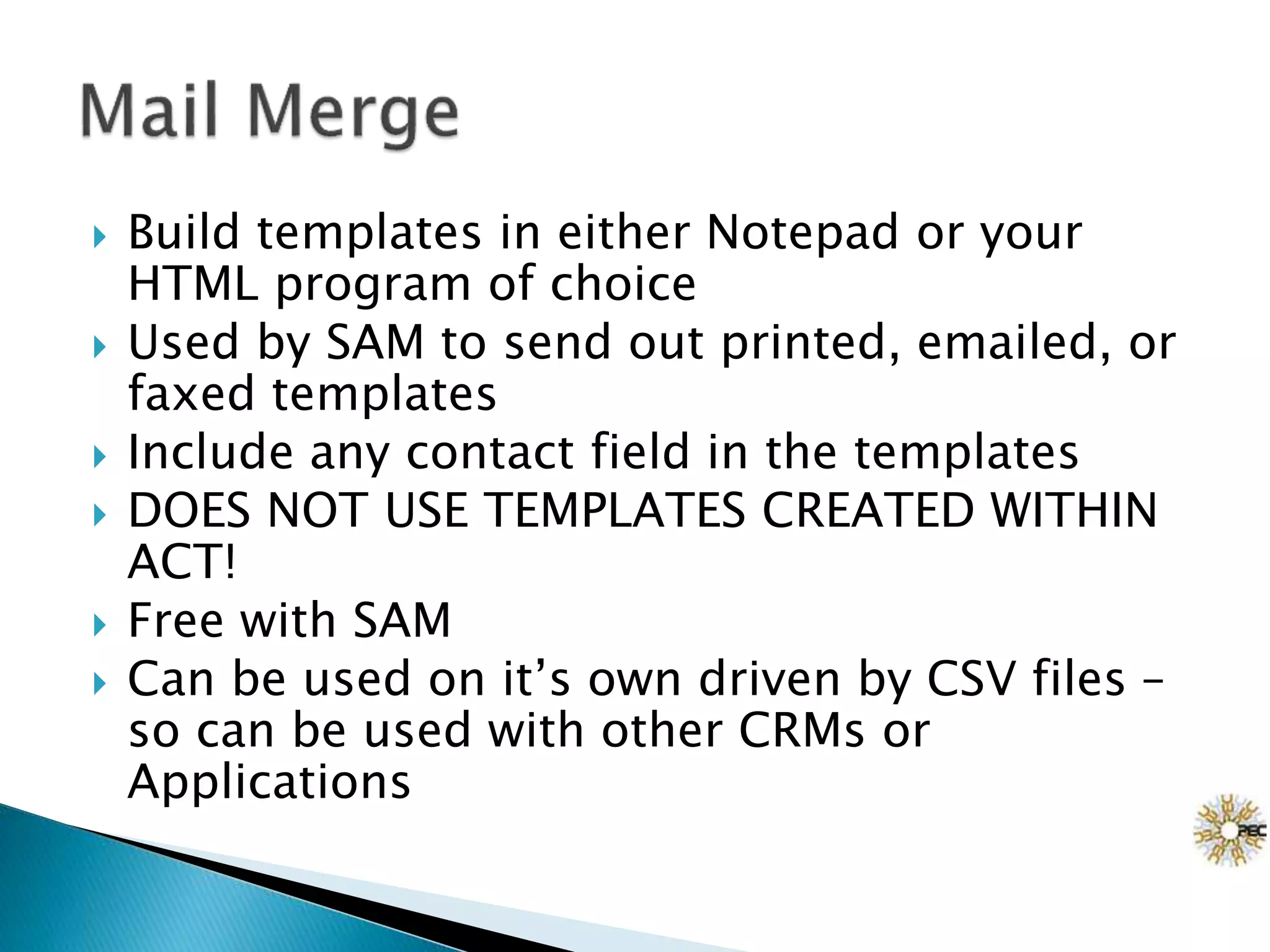 Pec automation tools for Act! | PPTX | Email | Internet