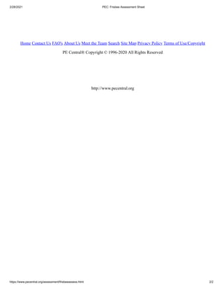 Pec frisbee assessment sheet | PDF