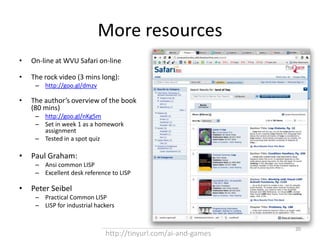AI & gaming: letters from the land of lisp. | PPTX | Programming ...