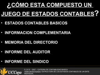 Estructura de los Estados Contables de un Ente Individual | PPT