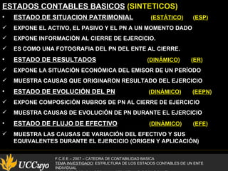 Estructura de los Estados Contables de un Ente Individual | PPT
