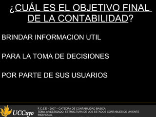 Estructura de los Estados Contables de un Ente Individual | PPT
