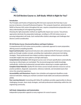 PE Civil Review Course vs. Self-Study Which Is Right for You. | DOCX