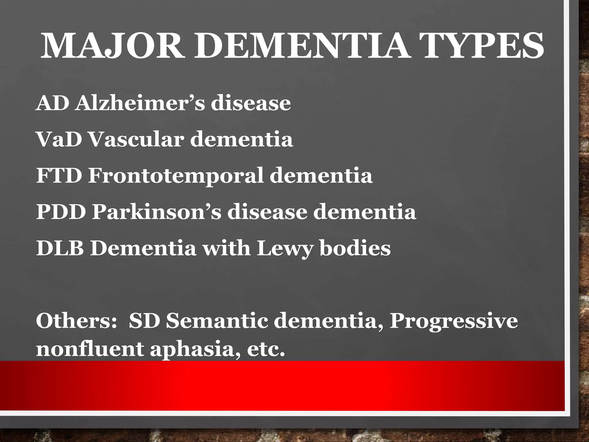 Geriatric Population. The 3 D’s Geriatric Dementia, Delirium ...