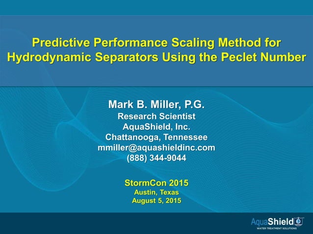 Peclet Number HDS Sizing Method for Stormwater Treatment | PPT
